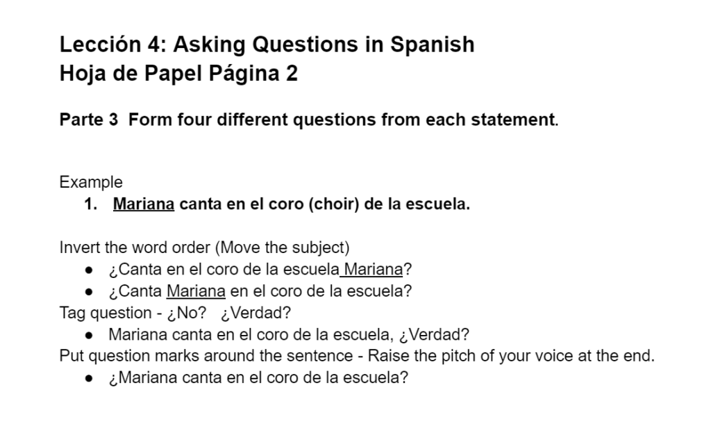 2.3 Asking Questions in Spanish – Laclasedeespañol.com